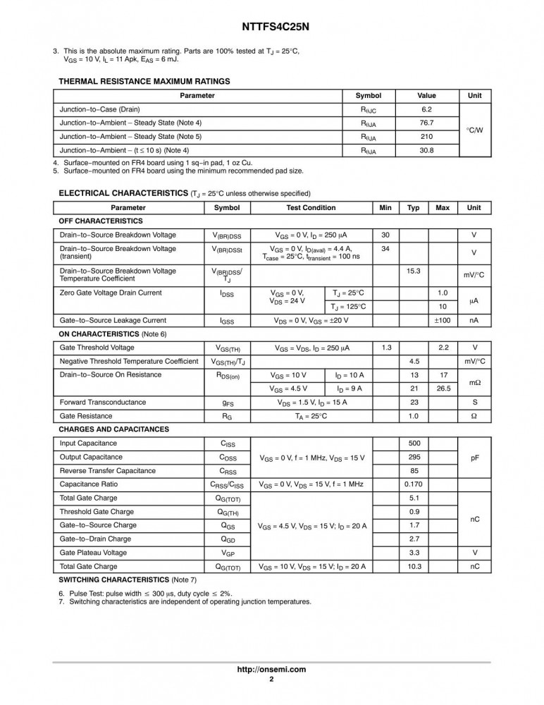 NTTFS4C25NTWG datasheet page 2