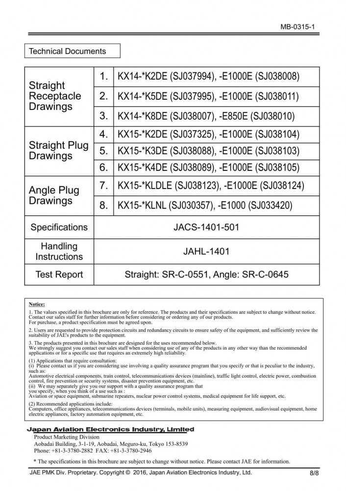 JAE KX14/15 Series datasheet page 8
