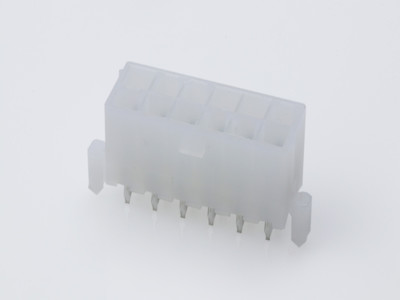Mini-Fit Jr. Vertical Header, 4.20mm Pitch, Dual Row, 12 Circuits, with Snap-in Plastic Peg PCB Lock, Tin, Natural for sale