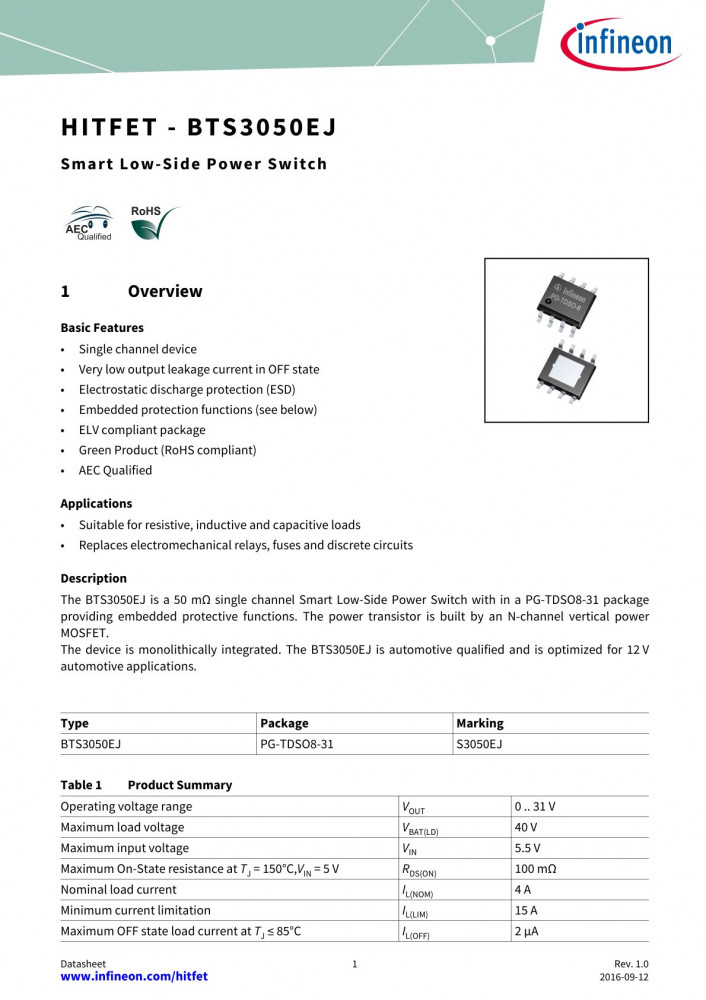 BTS3050EJ datasheet page 1