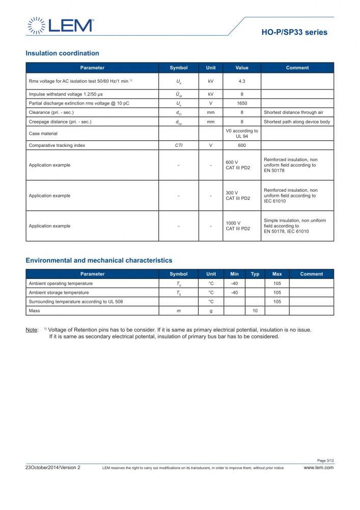 HO 25-P/SP33 datasheet page 3