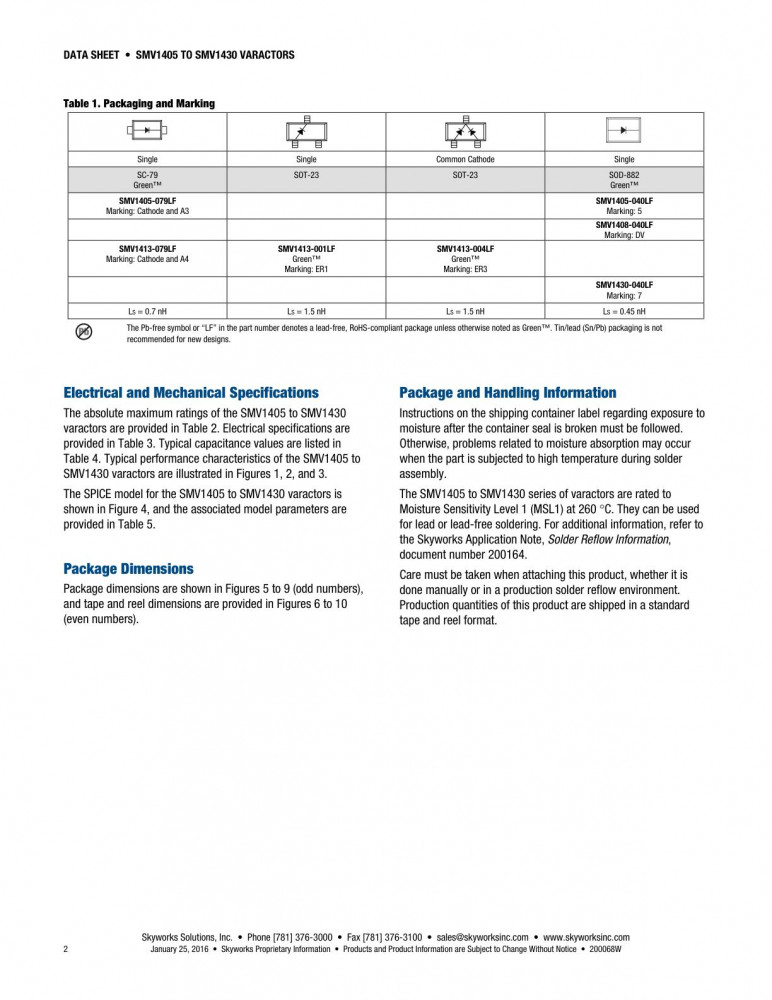 SMV1405-040LF datasheet page 2