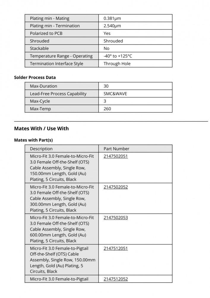 Technical document image 4 for MOLEX 436500501
