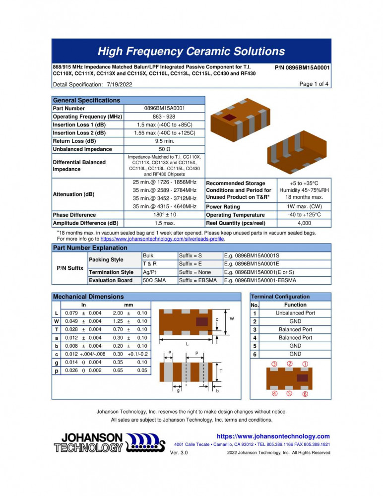 0896BM15A0001E datasheet page 1