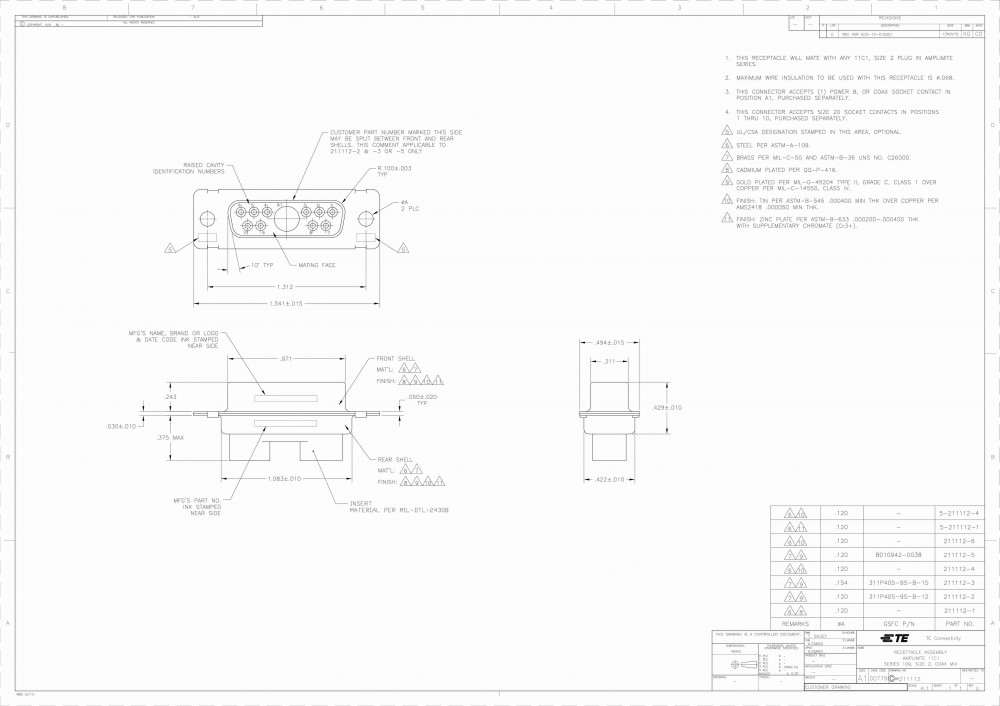 TE Connectivity 5-211112-1 technical drawing