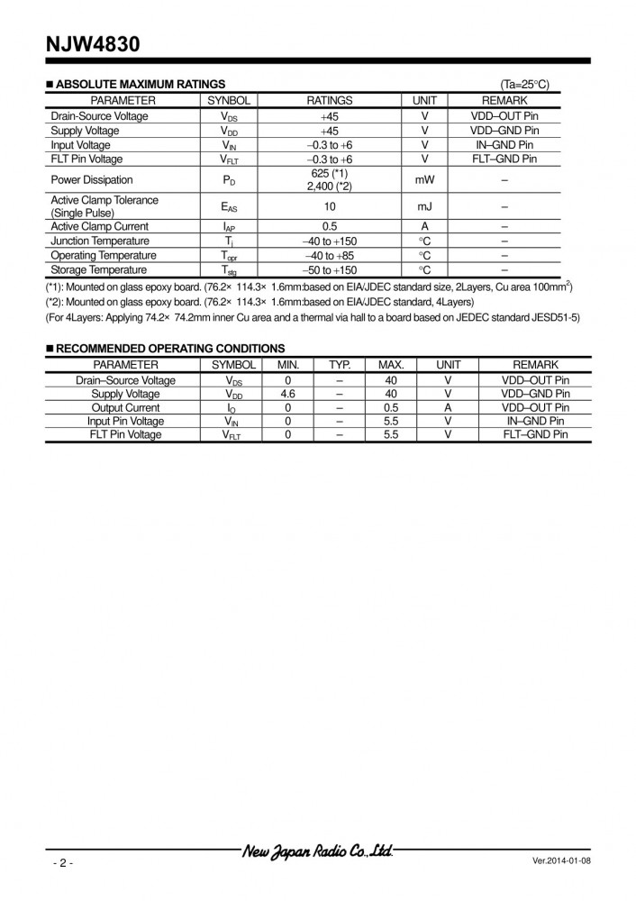NJW4830 technical document page 2
