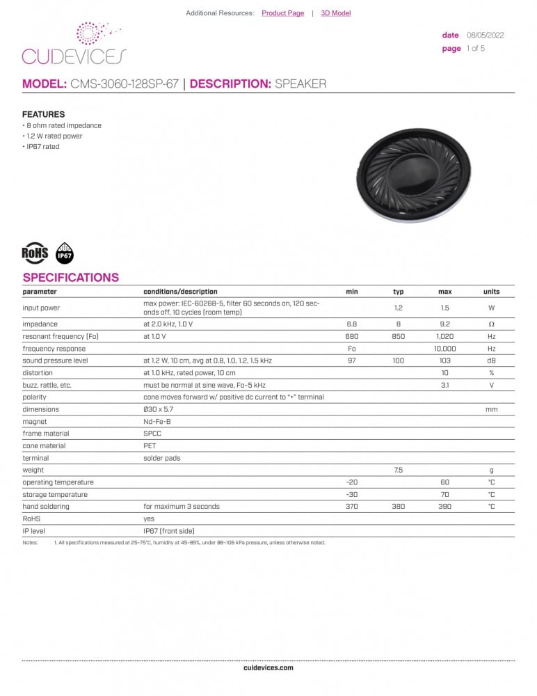 CMS-3060-128SP-67 datasheet page 1