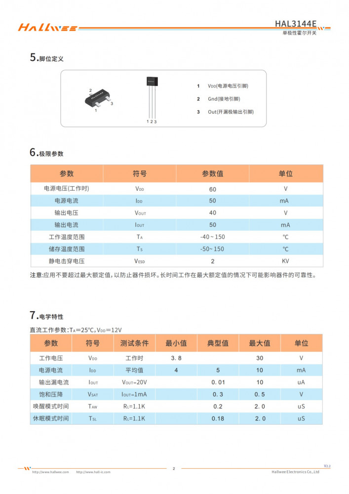 HAL3144E technical document page 2