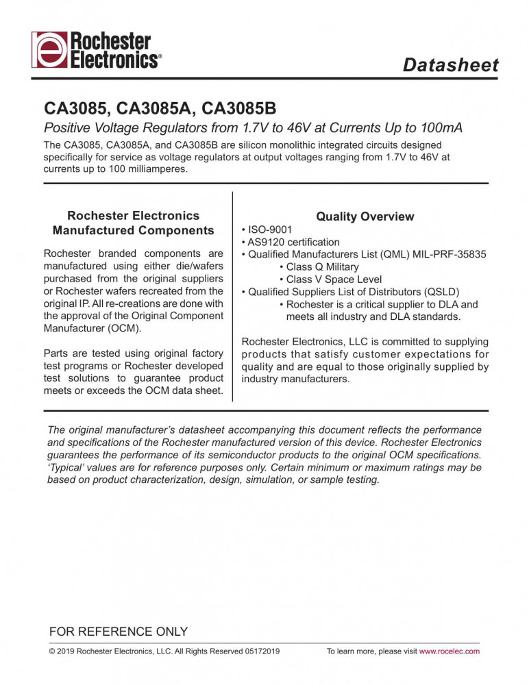 CA3085AE datasheet page 1