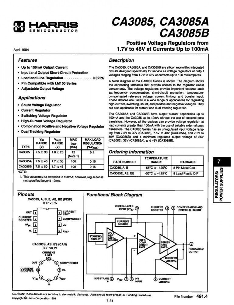 CA3085AE datasheet page 2