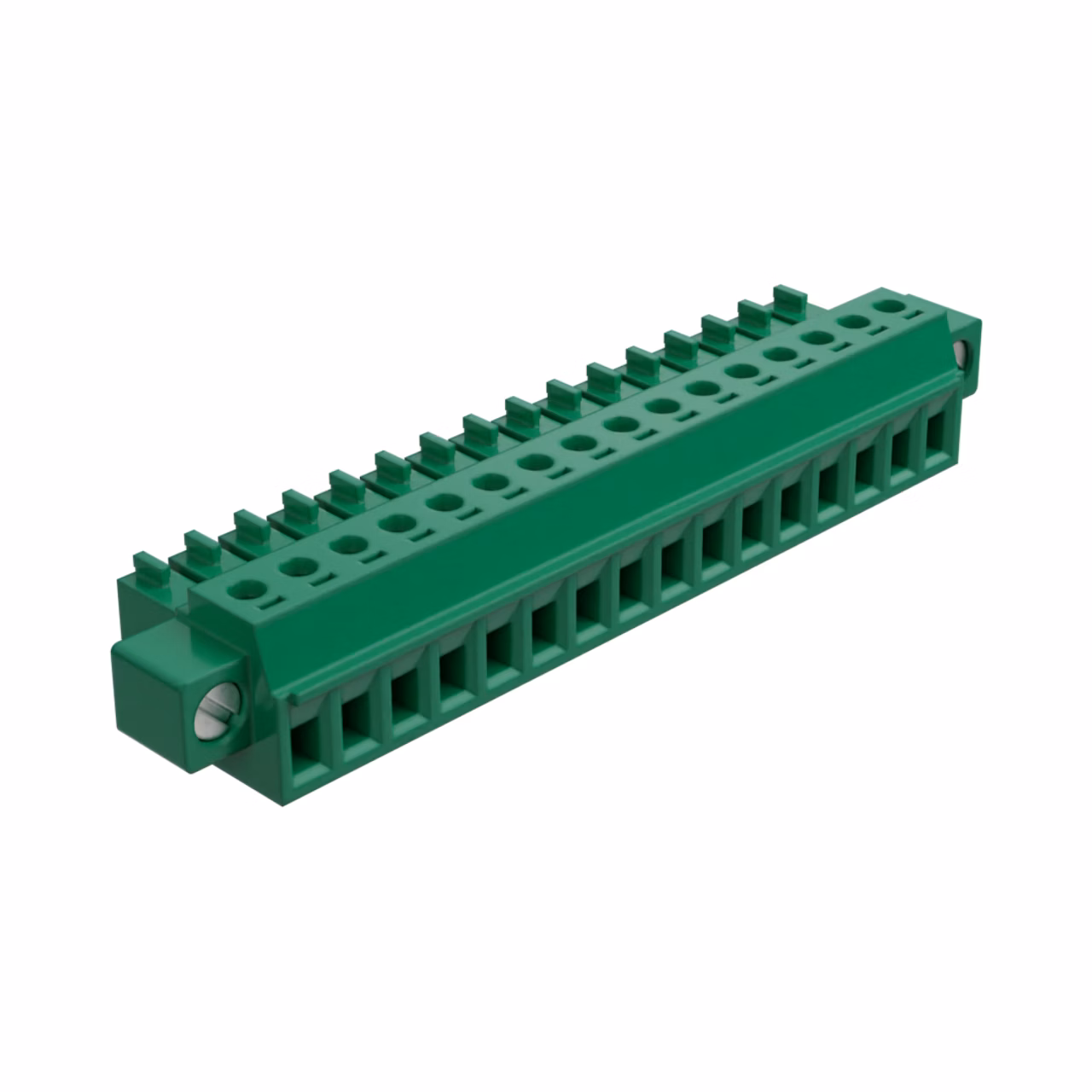 3.81mm Pitch Eurostyle Horizontal Plug, with Retention Screws and Standard Imprinting, Green Housing, Gold (Au) Plated, 16 Circuits for sale