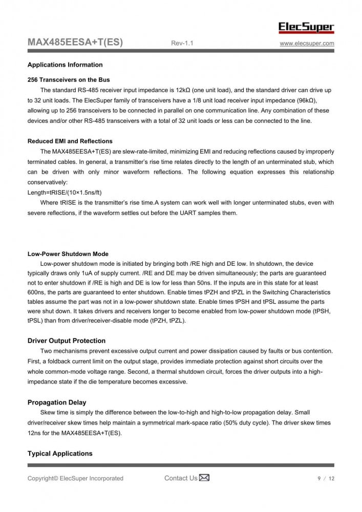 MAX485EESA+T(ES) datasheet page 9