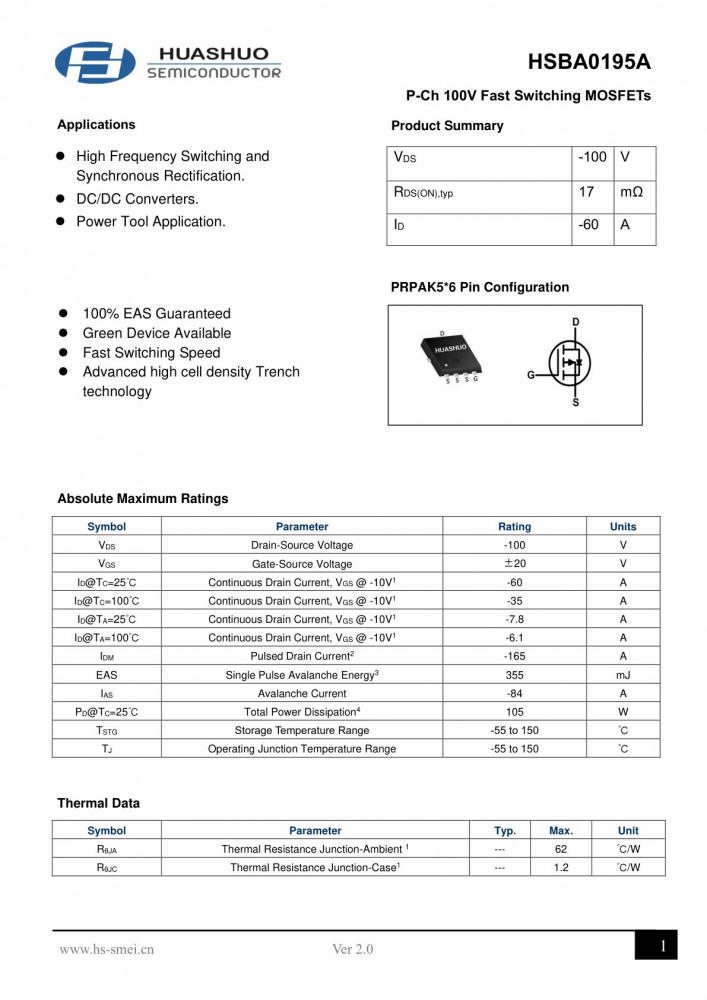 HSBA0195A datasheet page 1