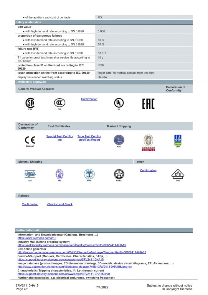 3RV24110HA15 datasheet page 4