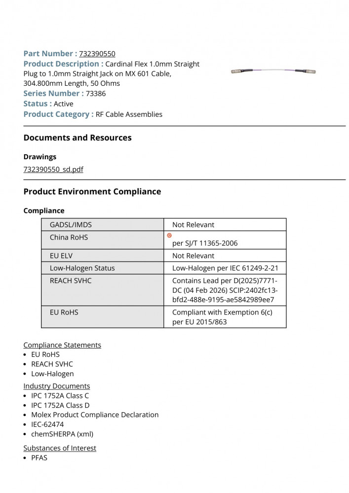 MOLEX 732390550 product document image 1