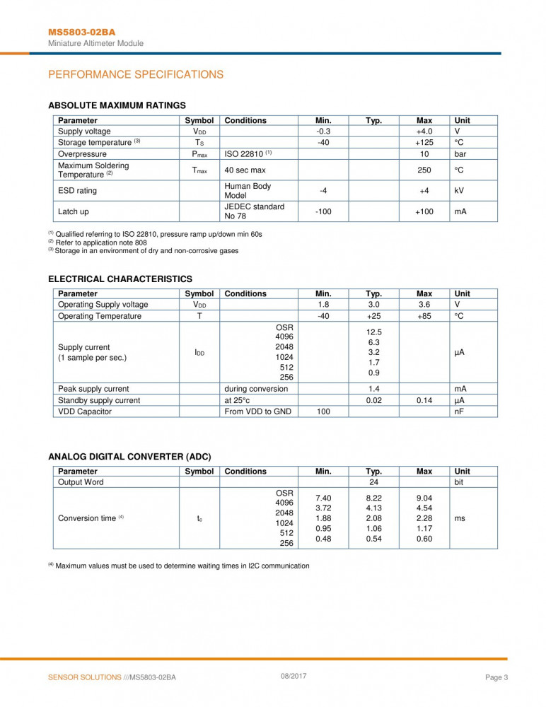 MS5803-02BA datasheet page 3