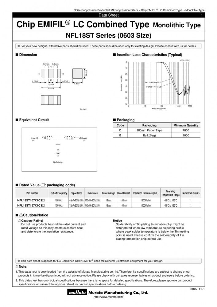 NFL18ST Series technical document image