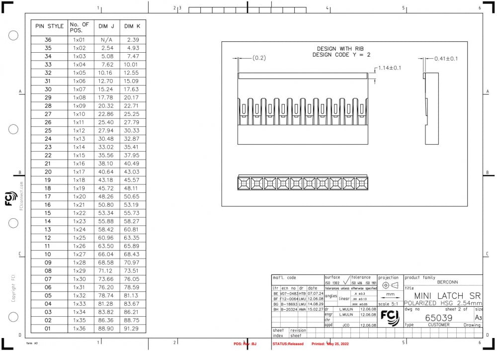 Amphenol 65039-036LF technical document page 2