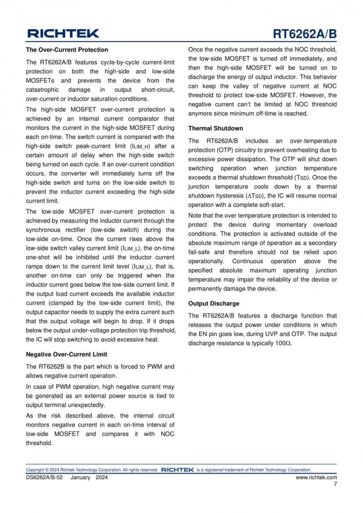 RT6262BHGJ8F datasheet page 7