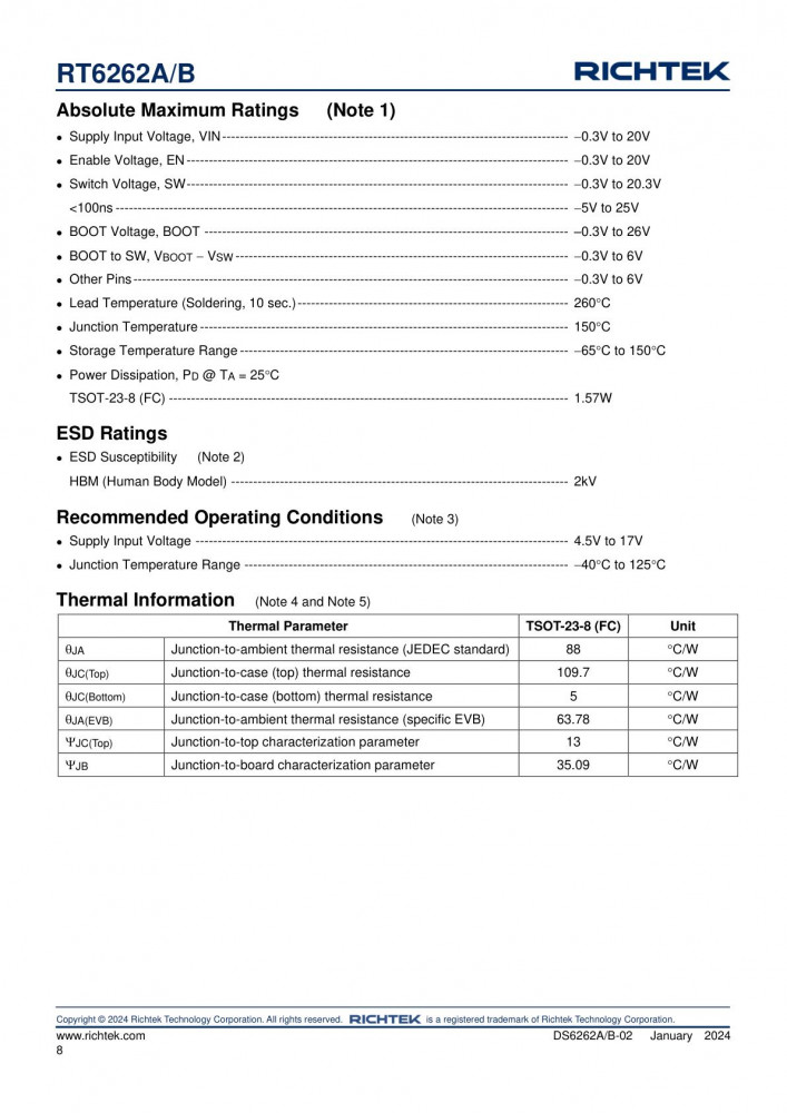 RT6262BHGJ8F datasheet page 8
