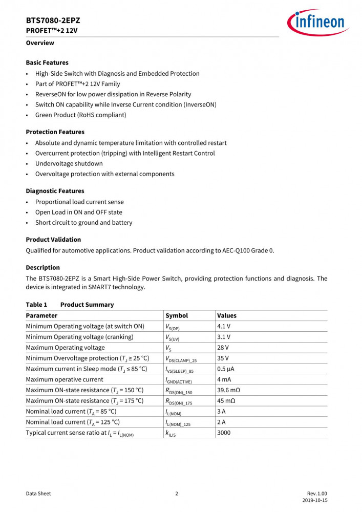 BTS7080-2EPZ datasheet page 2
