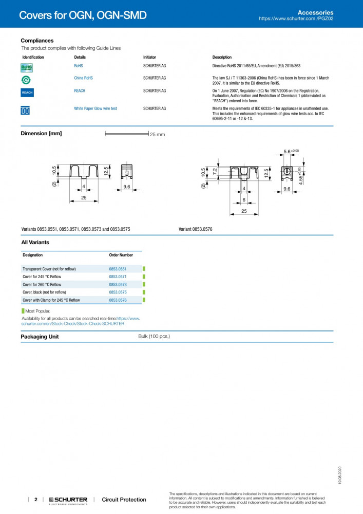 SCHURTER 0853.0551 technical document page 2