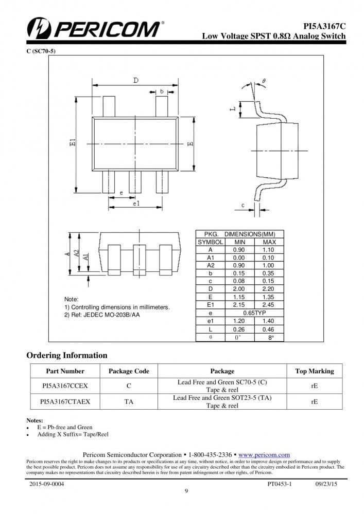 PI5A3167CTAEX datasheet page 9