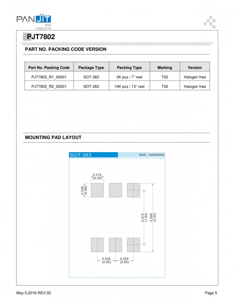 PJT7802 datasheet page 5