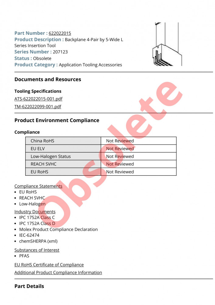 MOLEX 622022015 tooling document preview, page 1