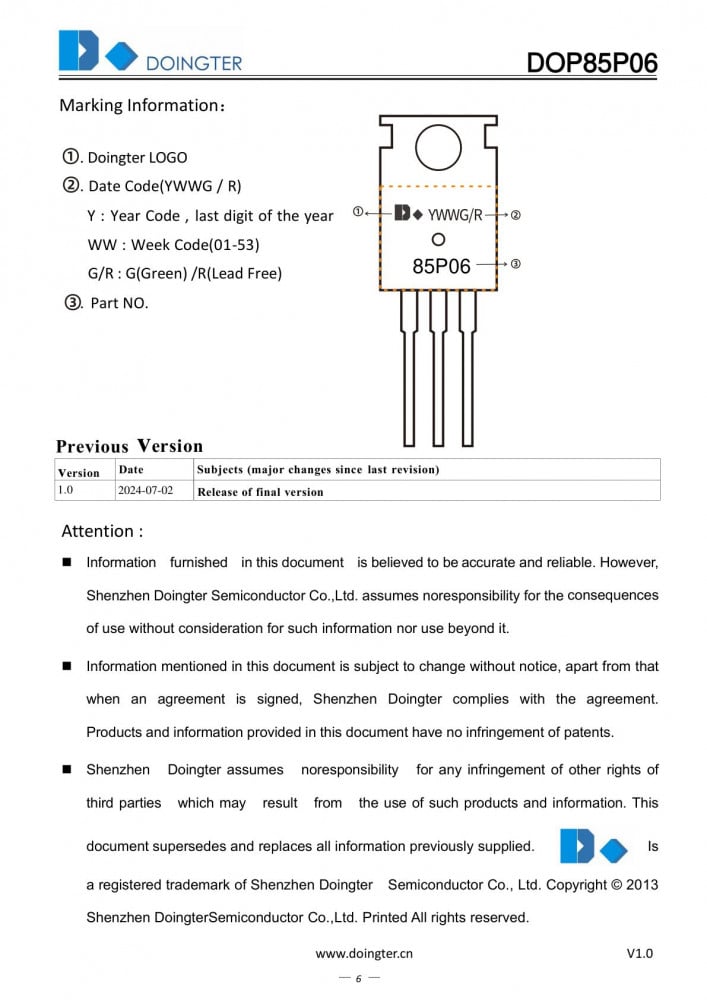 DOP85P06 datasheet page 6