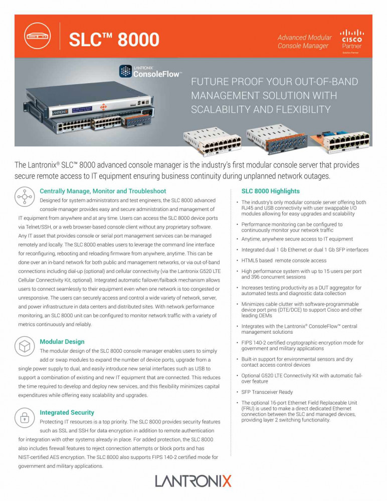 Lantronix SLC 8000 product document, page 1