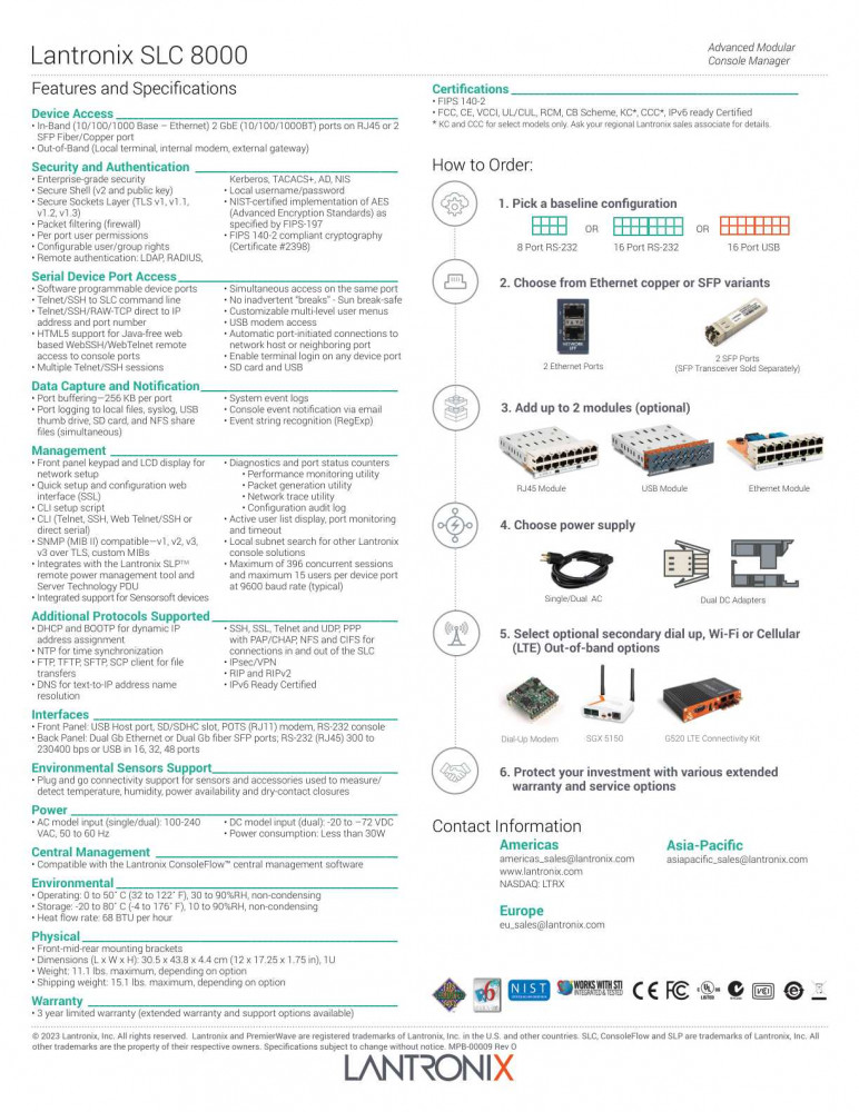 Lantronix SLC 8000 product document, page 2