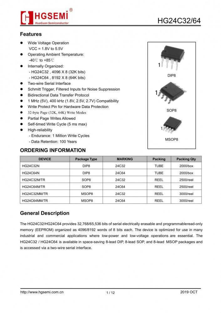 HG24C32MM/TR datasheet page 1