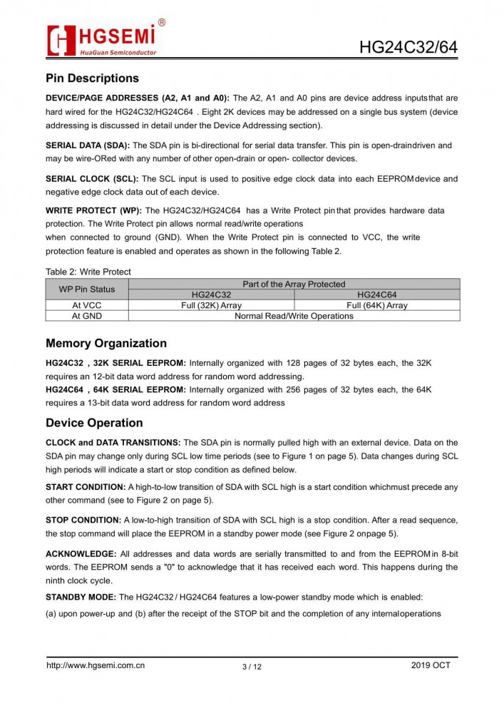 HG24C32MM/TR datasheet page 3