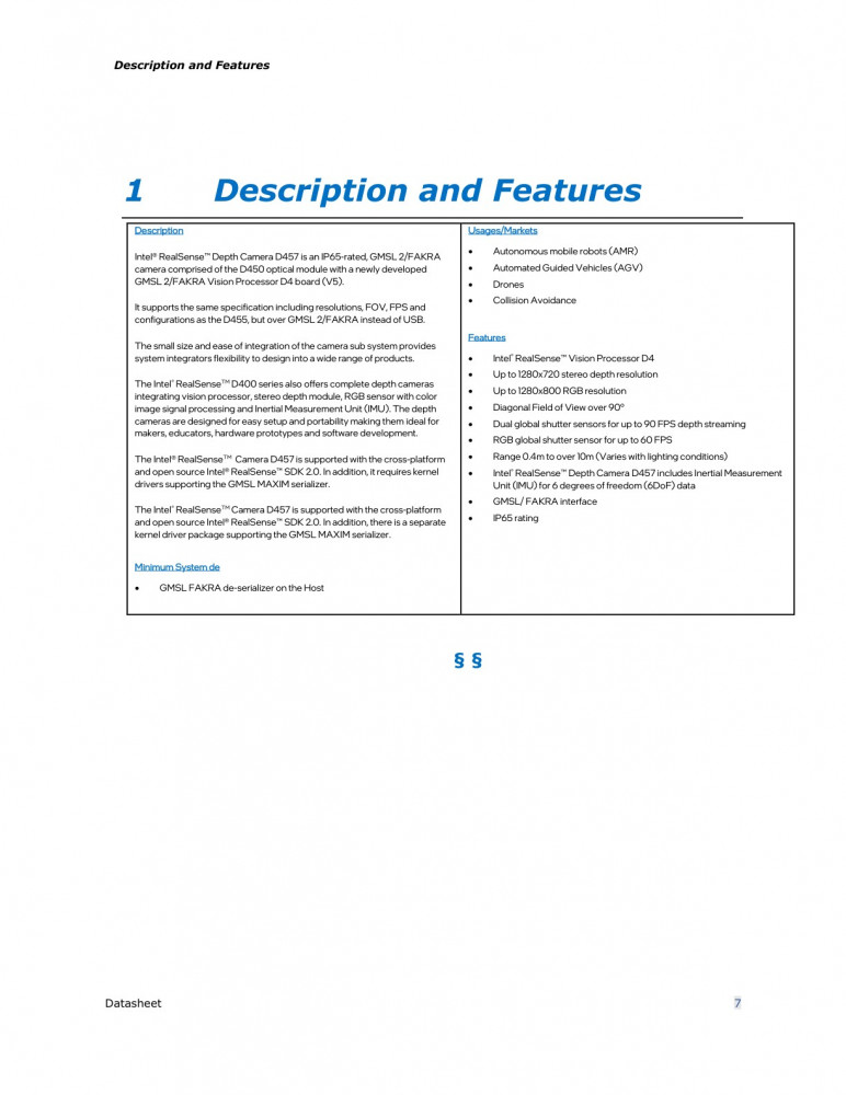Intel RealSense D457 datasheet page 7