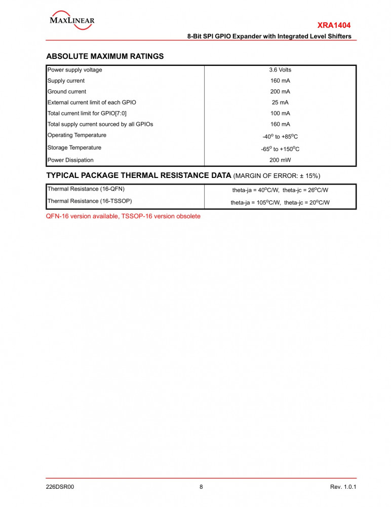 XRA1404 datasheet page 8