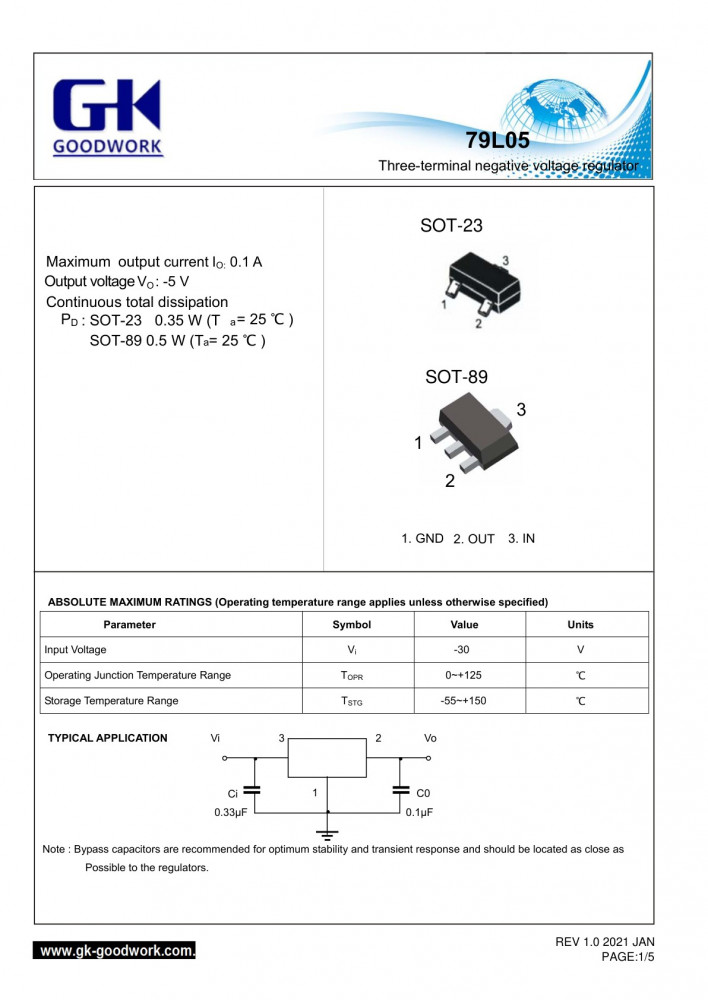 GOODWORK 79L05 datasheet page 1