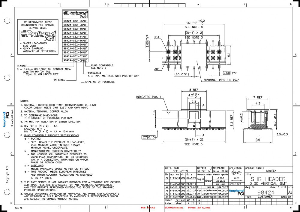 Amphenol 98424 drawing sheet 1