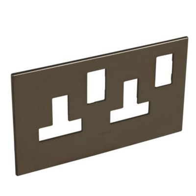 Arteor - Italian / US standard square plate 4 modules - Glossy stainless steel reflective finish - Snap-on mounting, 157x92x8mm
