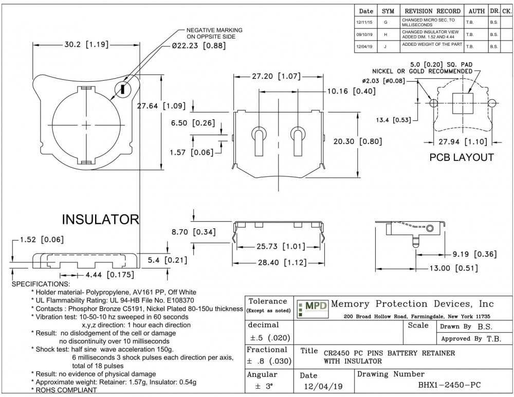 MPD BHX1-2450-PC technical drawing
