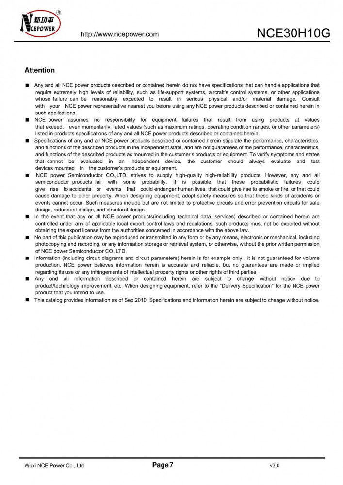 NCE30H10G datasheet page 7