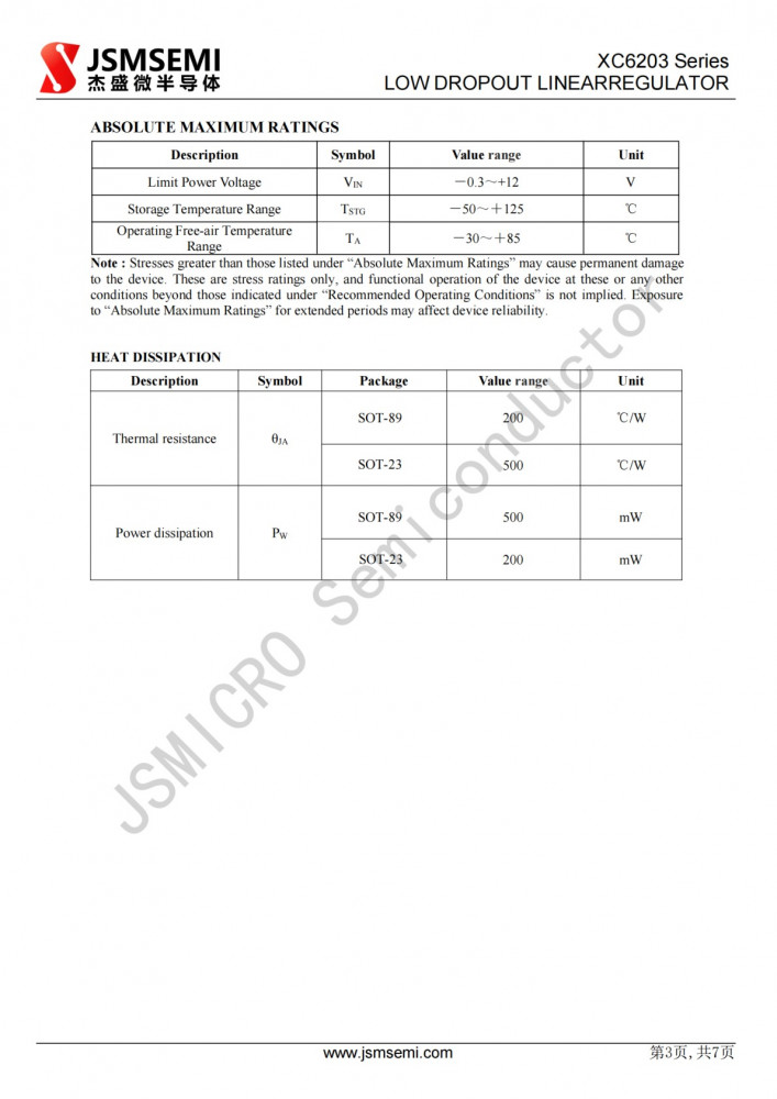 XC6203 datasheet page 3