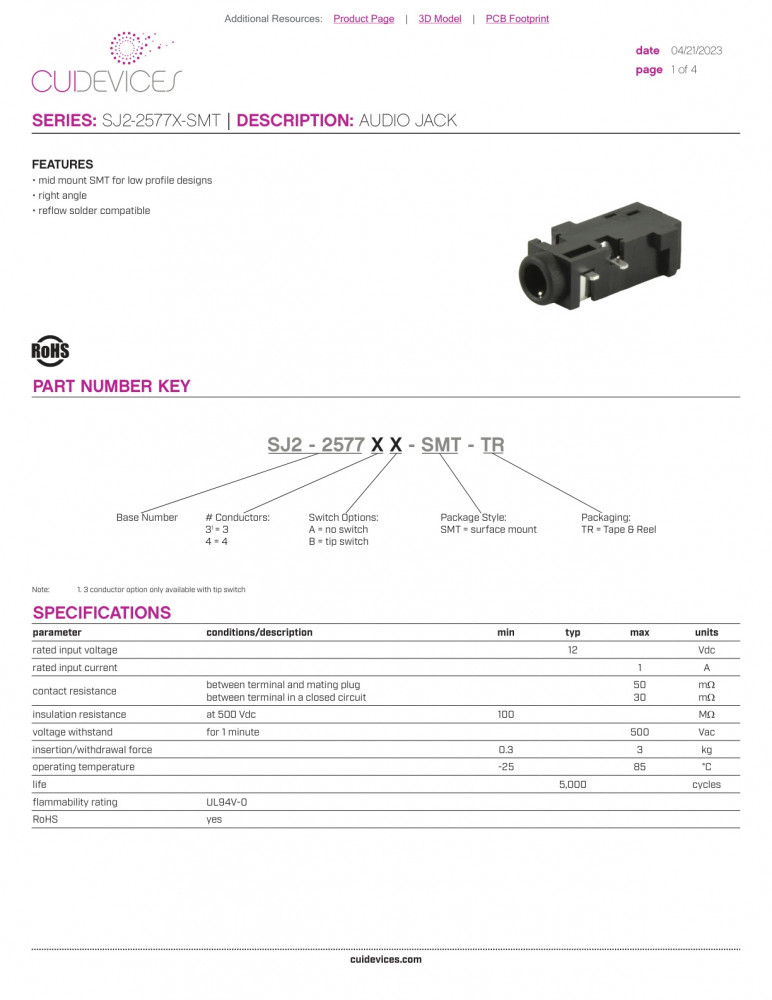 SJ2-25774B-SMT-TR technical document page 1