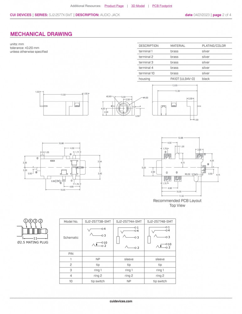 SJ2-25774B-SMT-TR technical document page 2