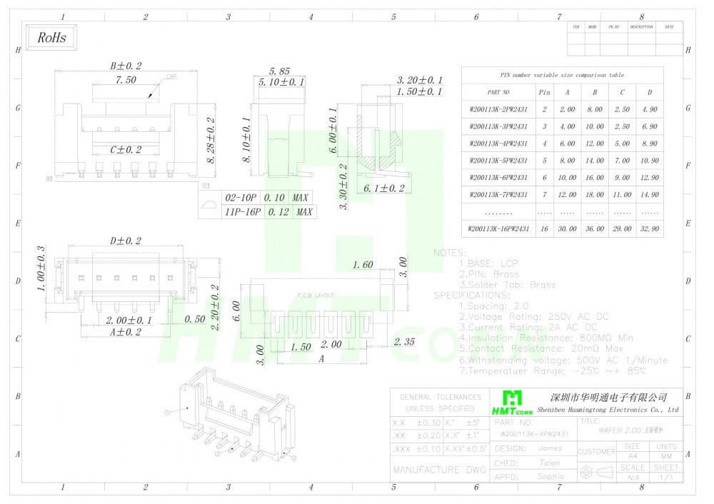 HMTCONN W200113K-12PW2431 manufacturer drawing preview