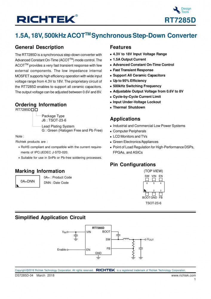 RT7285D datasheet page 1