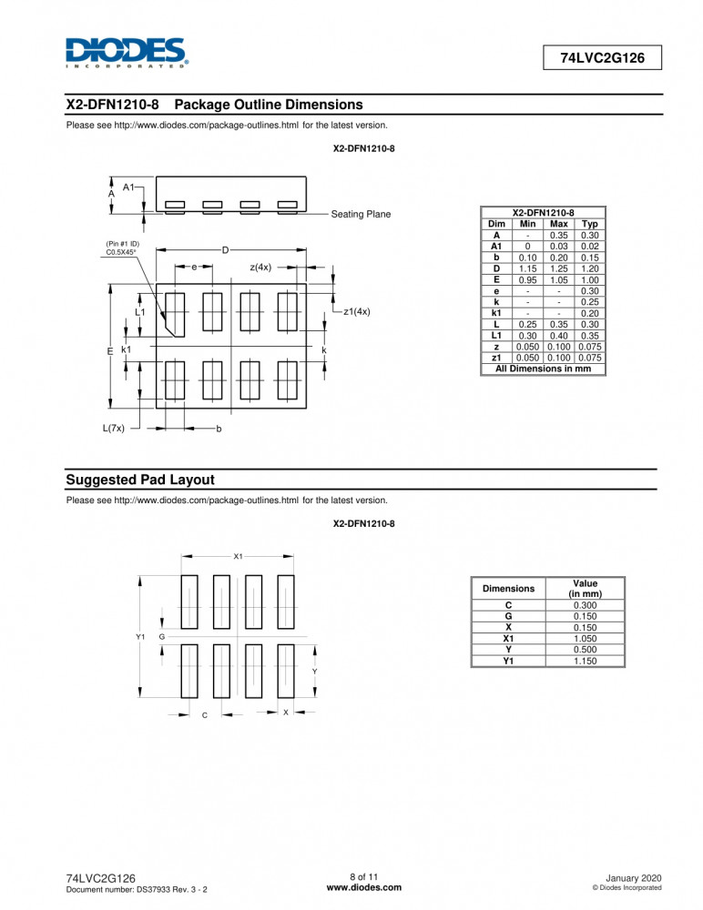 74LVC2G126HD4-7 datasheet page 8