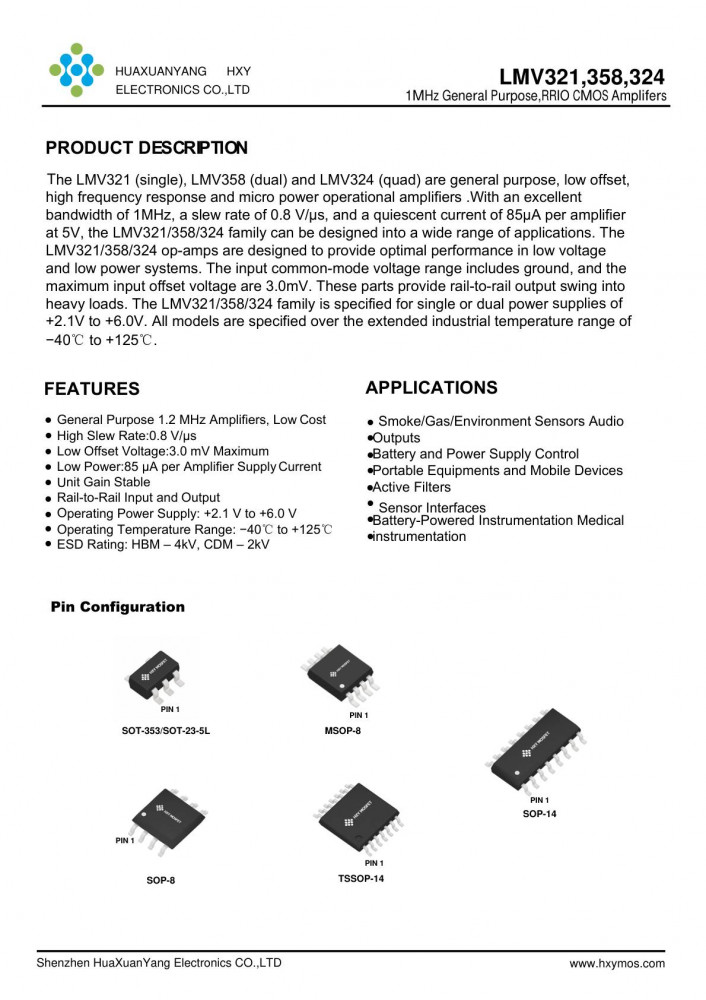 LMV324IDR-HXY datasheet page 1