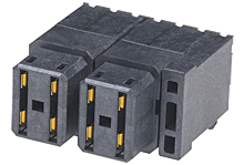 Impact 3 Pair, Right-Angle Power Header, Right Hold-Down, Press-Fit, Module 1: P1 & P2 Blade Length 6.90mm & 5.70mm, LCP, Glass Filled UL94-V0, Black, Tray Packaging, Lead-Free