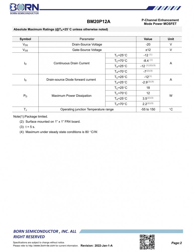 BM20P12A datasheet page 2